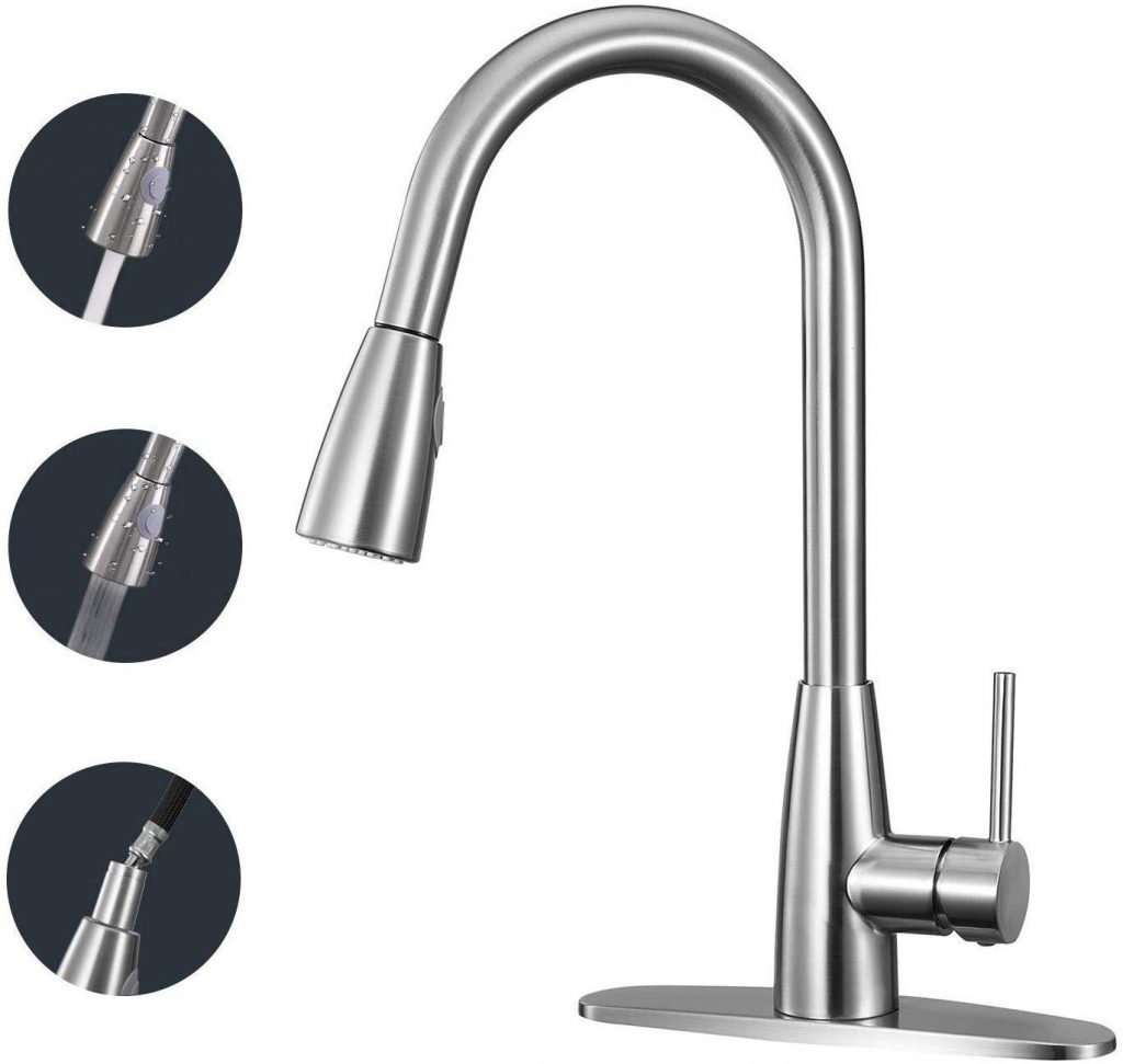 Kitchen Faucet Single Handle High Arc Faucet with Pull Down Sprayer ...